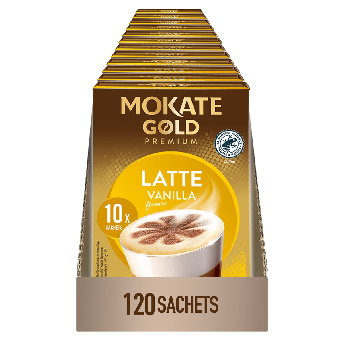 Mokate Gold Premium Vanilla Latte Sachets Case 12x10 – Coffee Supplies Direct