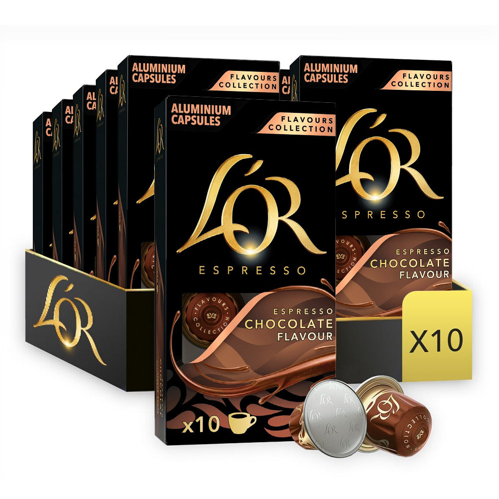 L'OR Espresso Chocolate Flavour Coffee Capsules 10x10 Nespresso Compat ...