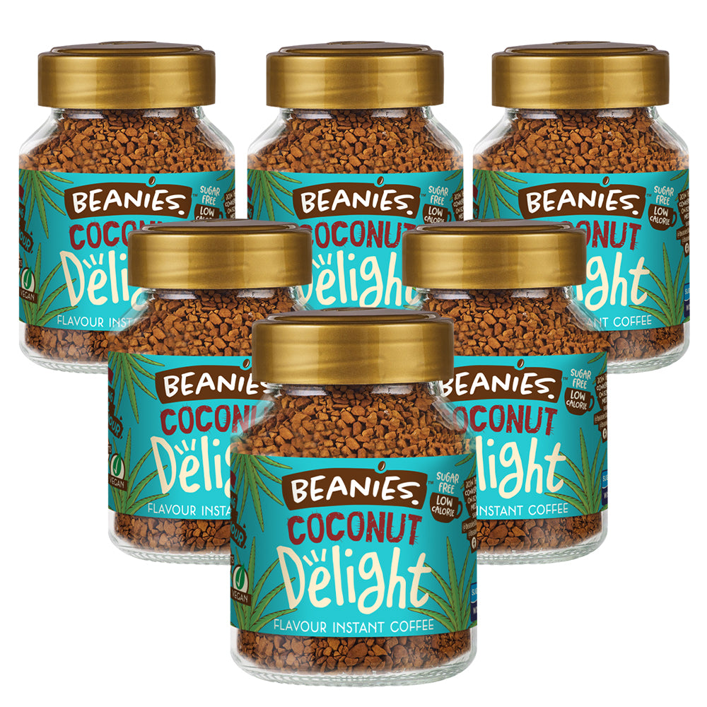 Beanies Coconut Delight Flavoured Instant Coffee Jars 6x50g – Coffee ...