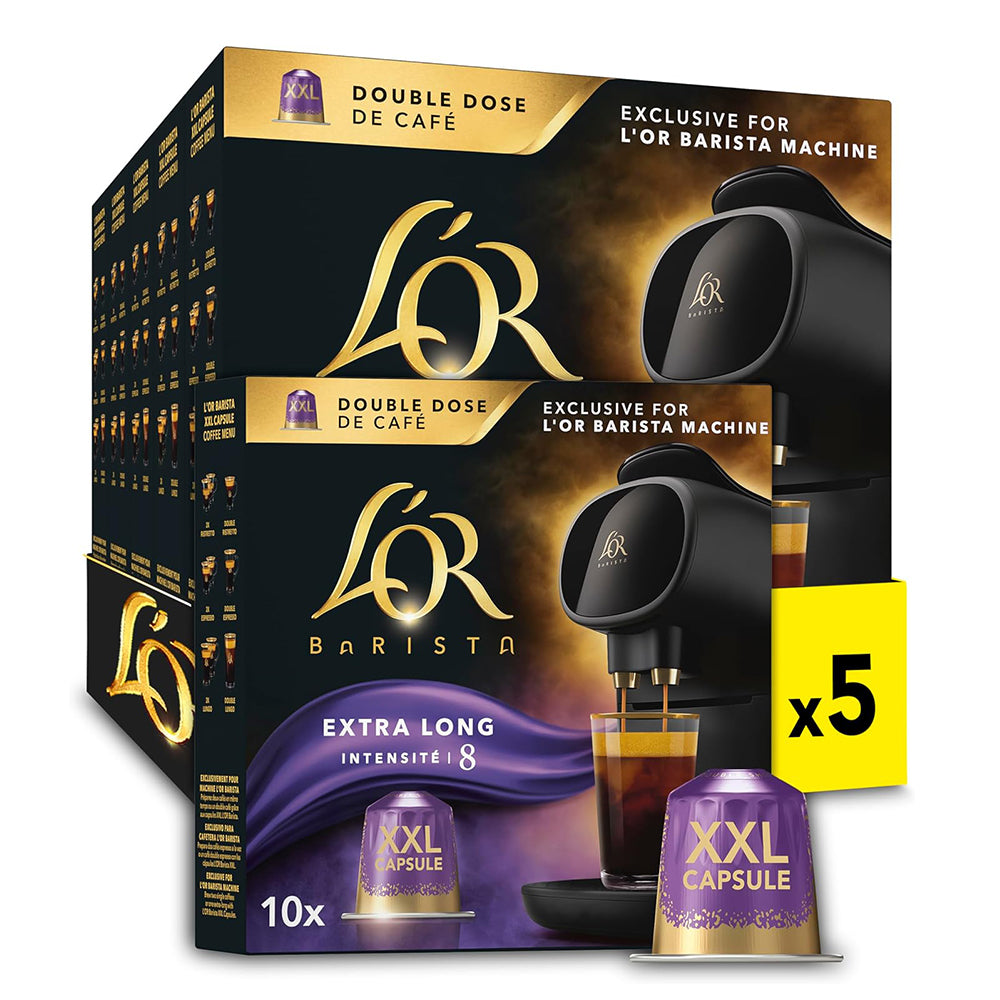 L'OR Barista Double Extra Long Intensity 8 XXL Coffee Pods 5x10 ...