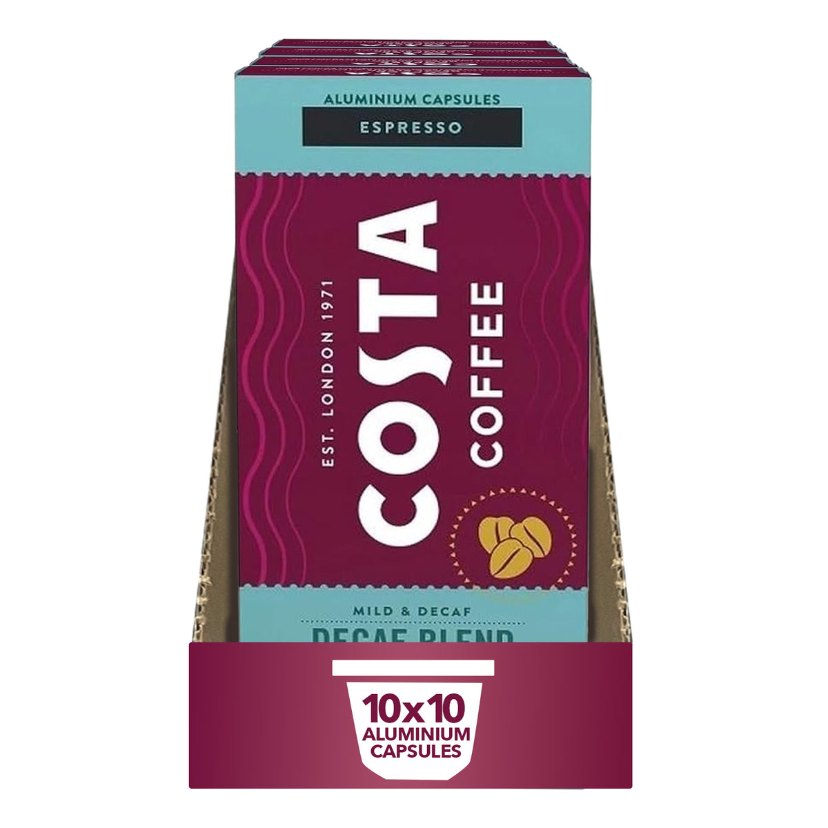 Costa Coffee Decaf Espresso Capsules 10x10 Nespresso Compatible ...