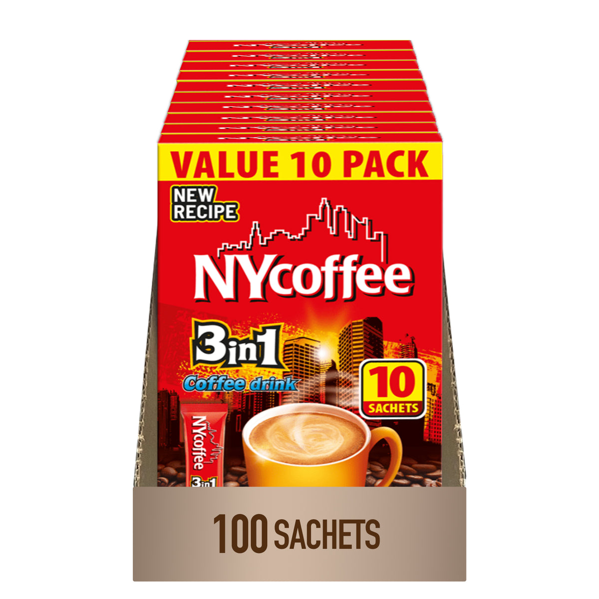 NY Coffee 3in1 Instant Sachets Case 10x10 – Coffee Supplies Direct